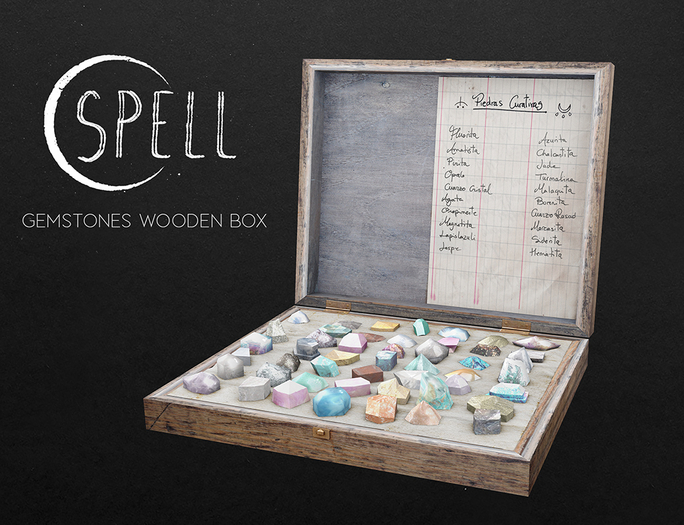 Second Life Marketplace - SPELL : Gemstones Wooden Box